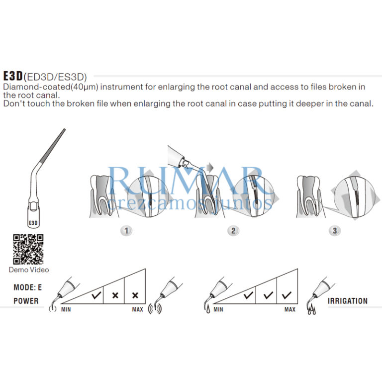 Woodpecker ED3D ultrasound tip Satelec compatible, Endo, DIAMOND • RUMAR