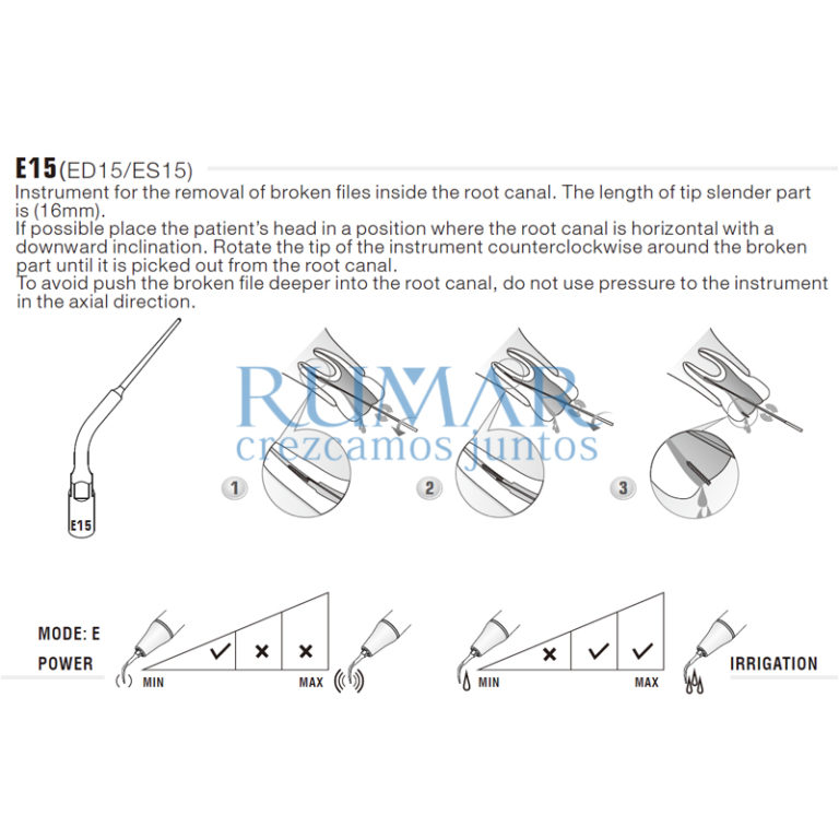 Woodpecker E15 ultrasound tip EMS compatible, Endo • RUMAR