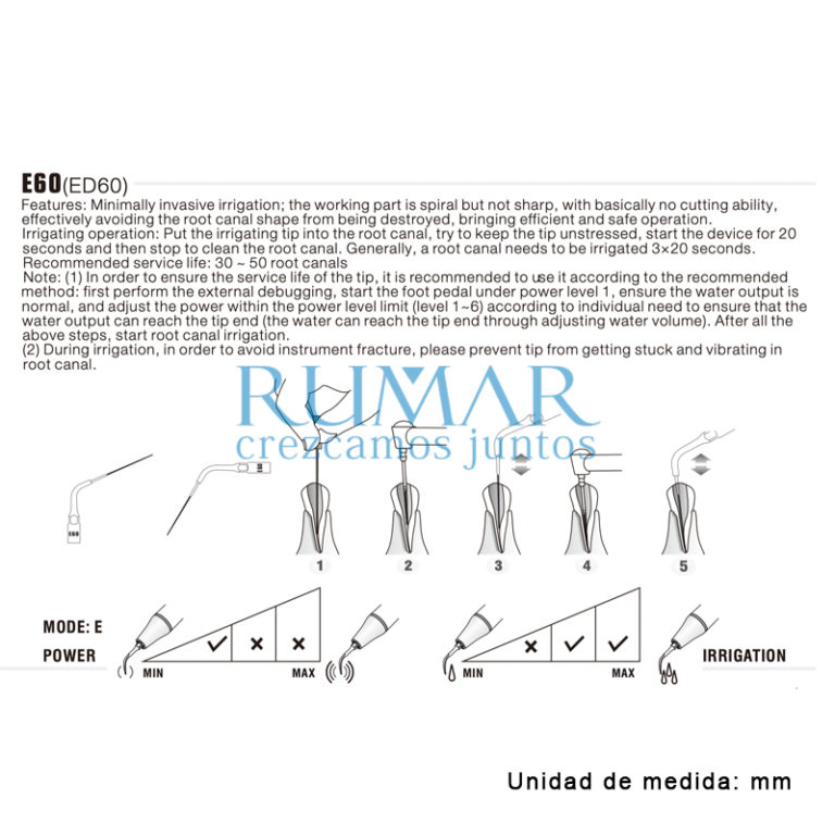 Woodpecker ED60 ultrasound tip Satelec compatible, Endo • RUMAR