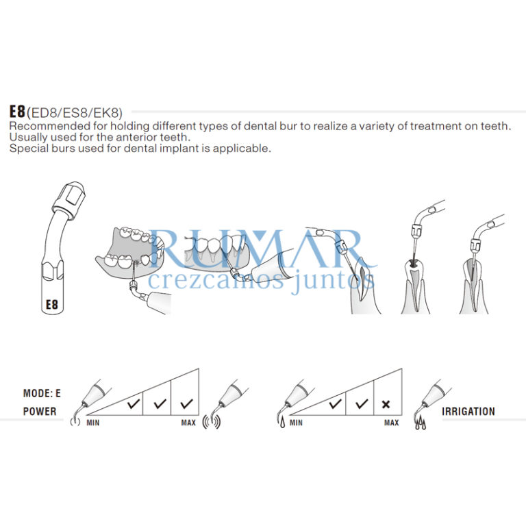 Woodpecker ED8 ultrasonic tip compatible Satelec, Endo • RUMAR
